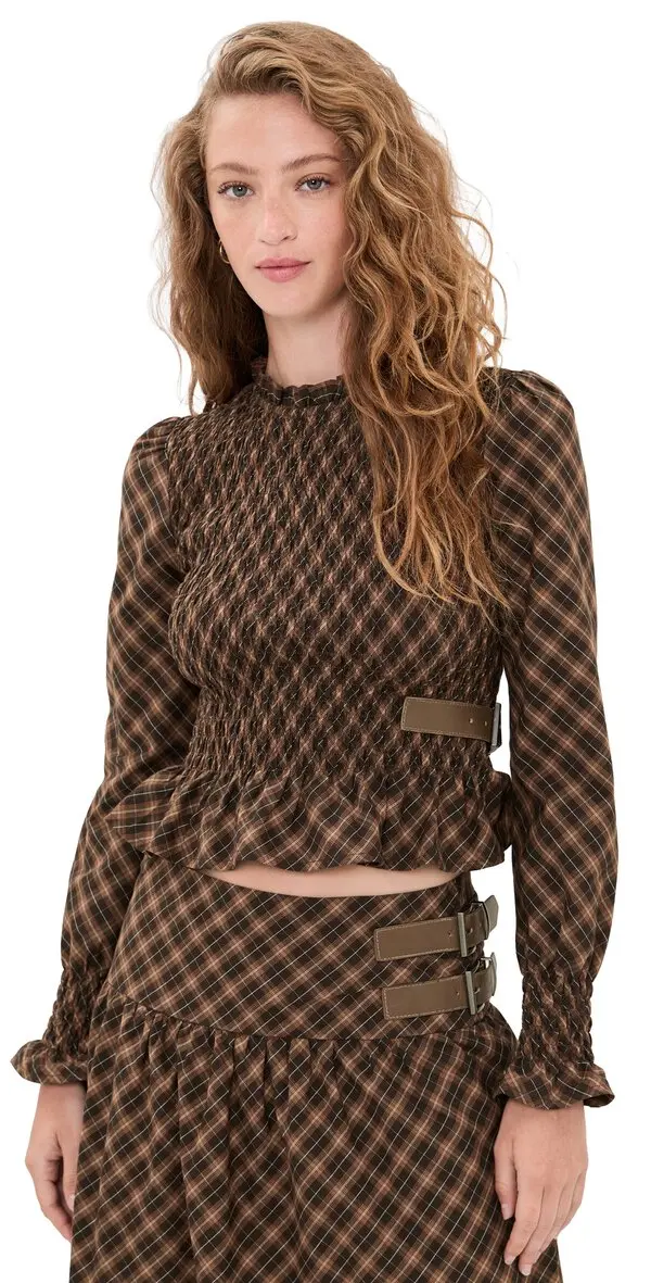 HOUSE OF SUNNY Check Ruched Top