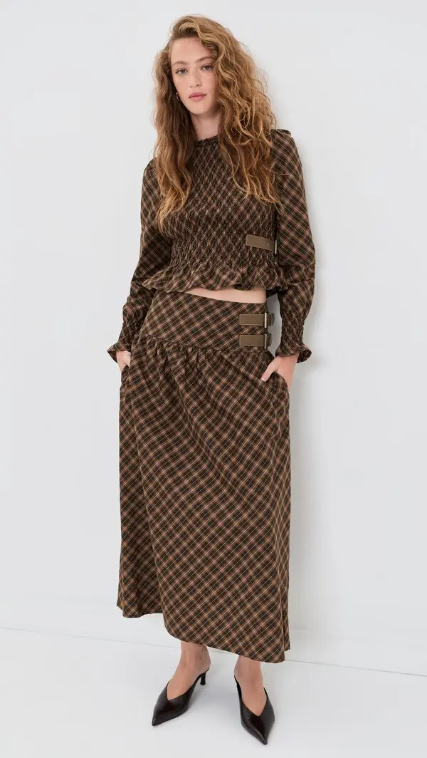 HOUSE OF SUNNY Check Ruched Top