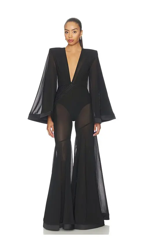 ZHIVAGO Illusion Survives Love Pc Mesh Jumpsuit - Black