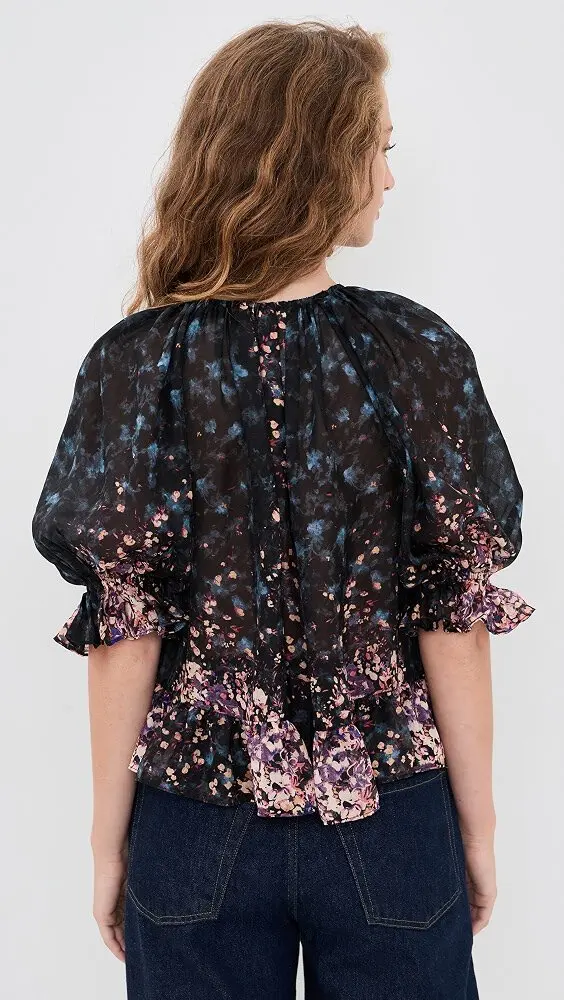 Ulla Johnson Elise Short Sleeve Silk Blouse