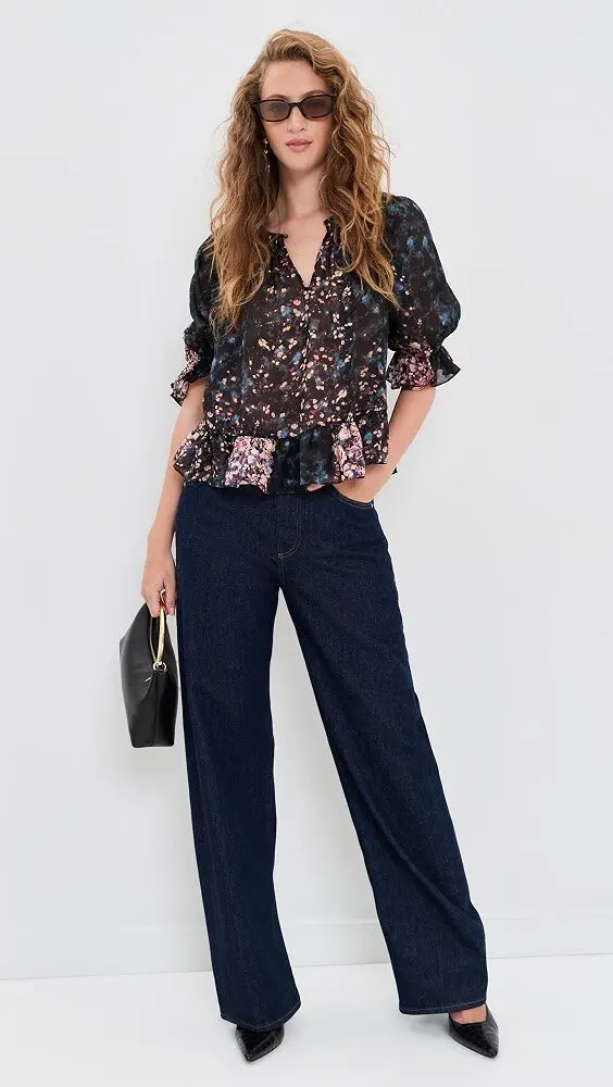 Ulla Johnson Elise Short Sleeve Silk Blouse