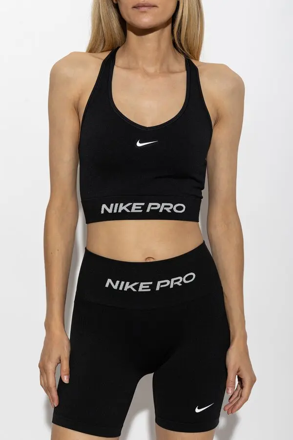 Nike Cropped Sports Top With Swoosh Logo And Pro Branding