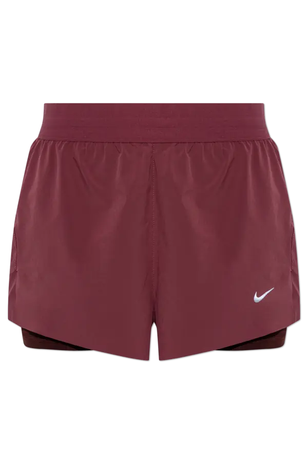 Nike Logo Technical Fabric Shorts - Burgundy