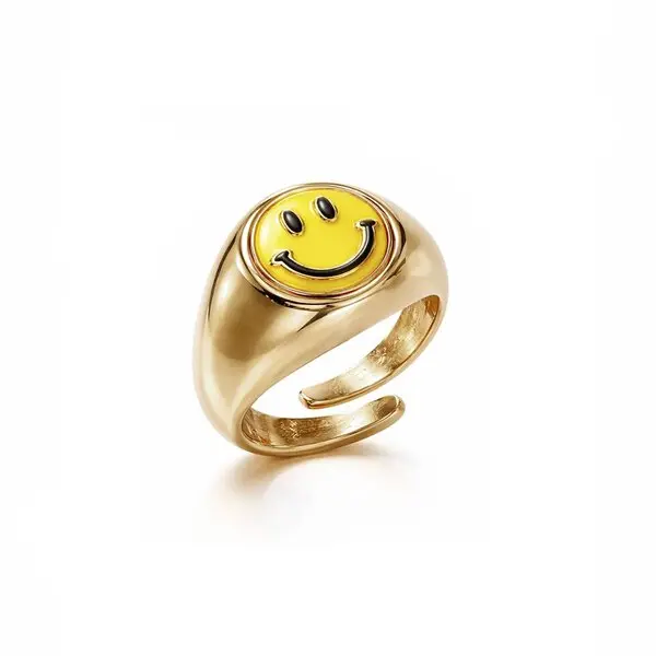 WHYAT Gold-plated Sterling Silver Rotating Ring With Hand-painted Motif - Gold/yellow