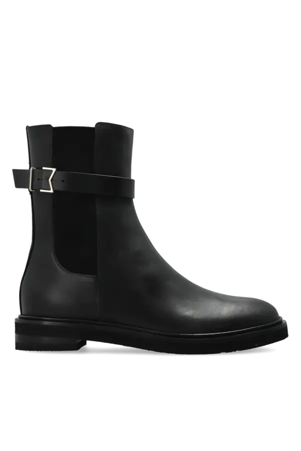 Max Mara Apio' Leather Ankle Boots With Buckle Detail - Black