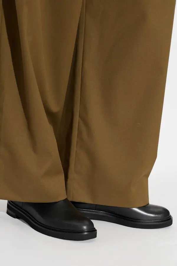 Max Mara Apio' Leather Ankle Boots With Buckle Detail