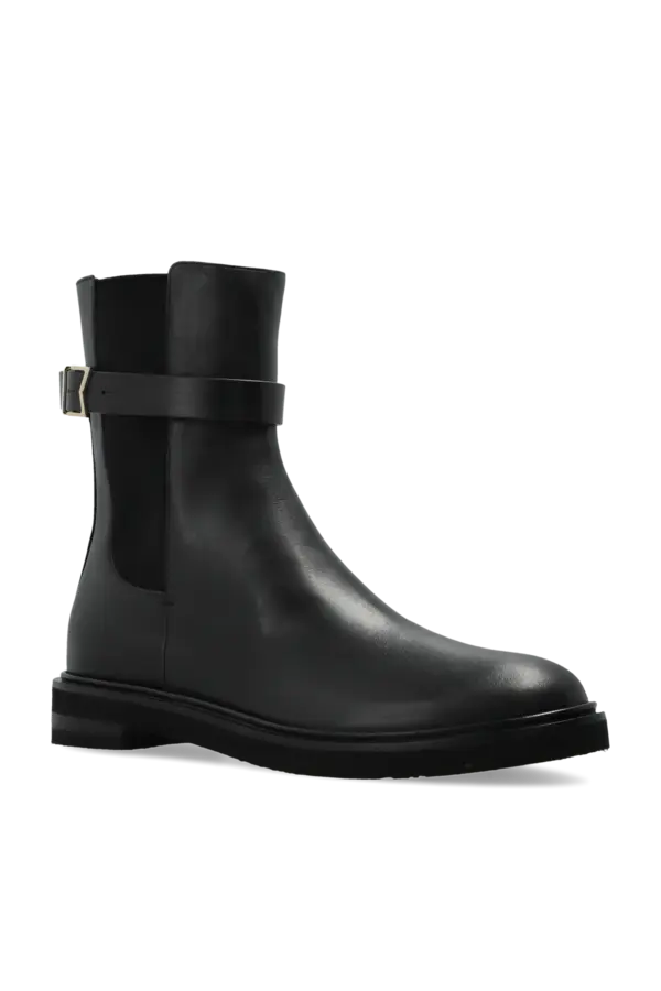 Max Mara Apio' Leather Ankle Boots With Buckle Detail