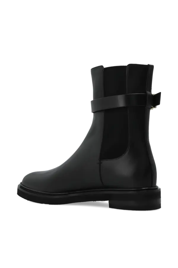 Max Mara Apio' Leather Ankle Boots With Buckle Detail