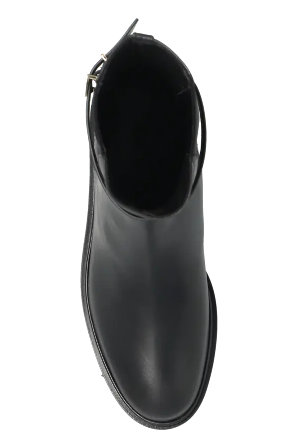 Max Mara Apio' Leather Ankle Boots With Buckle Detail