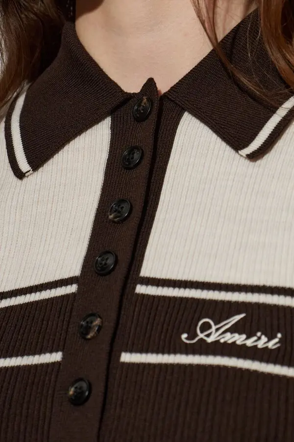 Amiri Wool Polo Shirt With Embroidered Logo