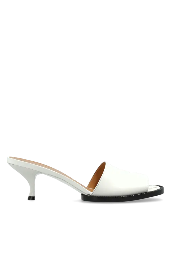 MAISON MARGIELA Leather Heeled Mules With ‘tabi’ Cut-out - White