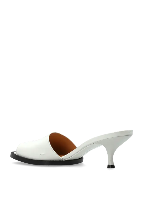 MAISON MARGIELA Leather Heeled Mules With ‘tabi’ Cut-out - White