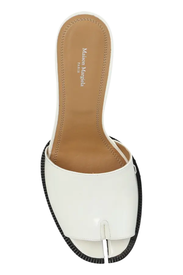 MAISON MARGIELA Leather Heeled Mules With ‘tabi’ Cut-out - White