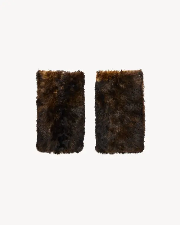 Saint Laurent Shearling Muffs - Brown
