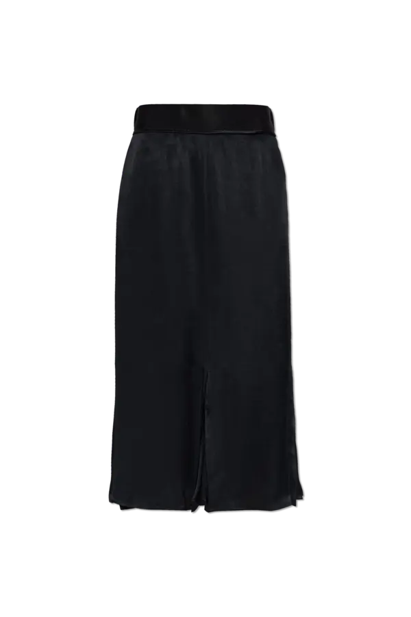 MAISON MARGIELA Satin Midi Skirt With Front Slit - Black