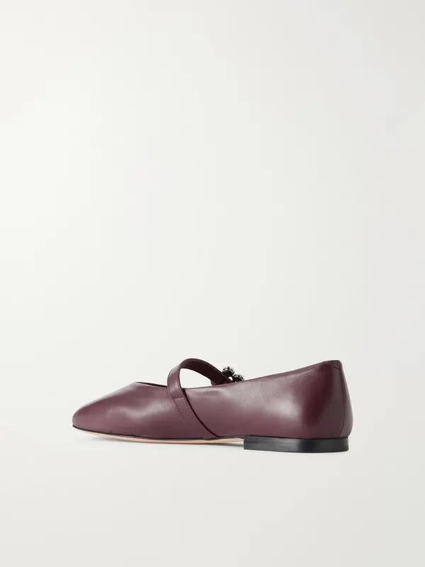 ROGER VIVIER Efflorescence Crystal Buckle Ballet Flats - Burgundy