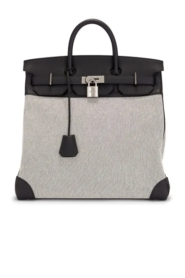 Hermès Toile & Evercolor Haut A Courroies Birkin 40 Handbag - Noir