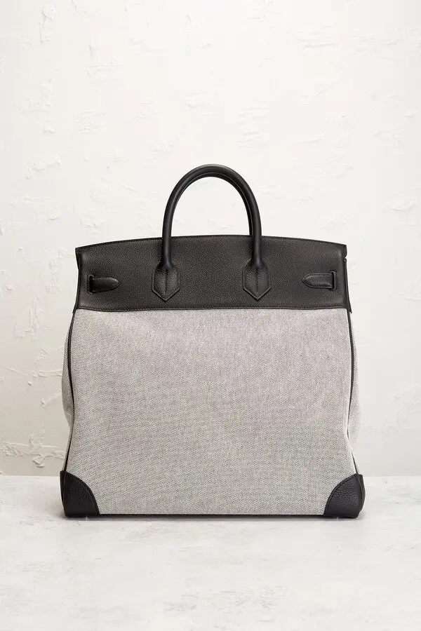Hermès Toile & Evercolor Haut A Courroies Birkin 40 Handbag - Noir