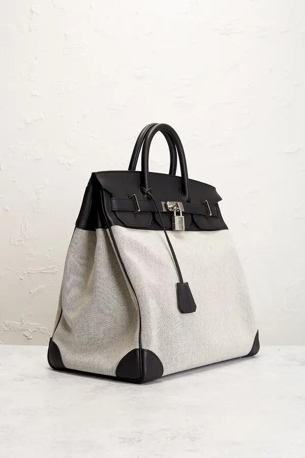 Hermès Toile & Evercolor Haut A Courroies Birkin 40 Handbag - Noir