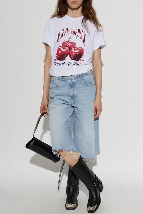 MOTHER The Whole Lot Zip Fray" Denim Shorts