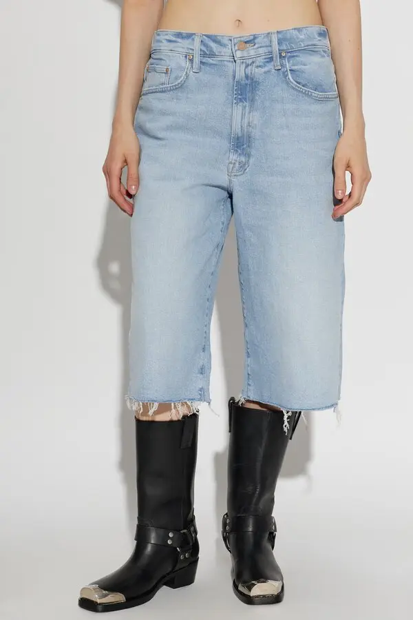 MOTHER The Whole Lot Zip Fray" Denim Shorts
