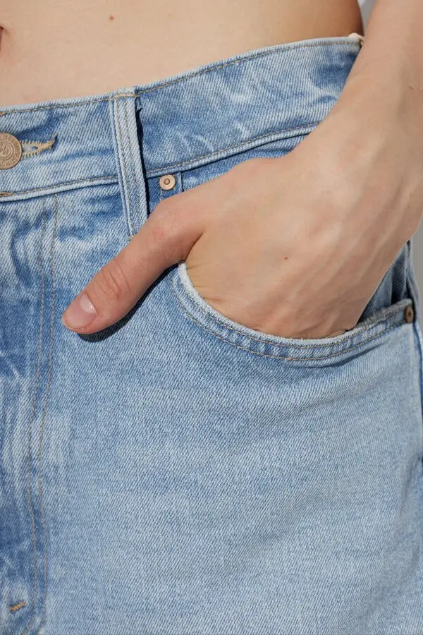MOTHER The Whole Lot Zip Fray" Denim Shorts