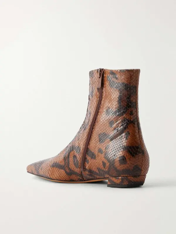 Proenza Schouler Trap Snake-effect Leather Ankle Boots