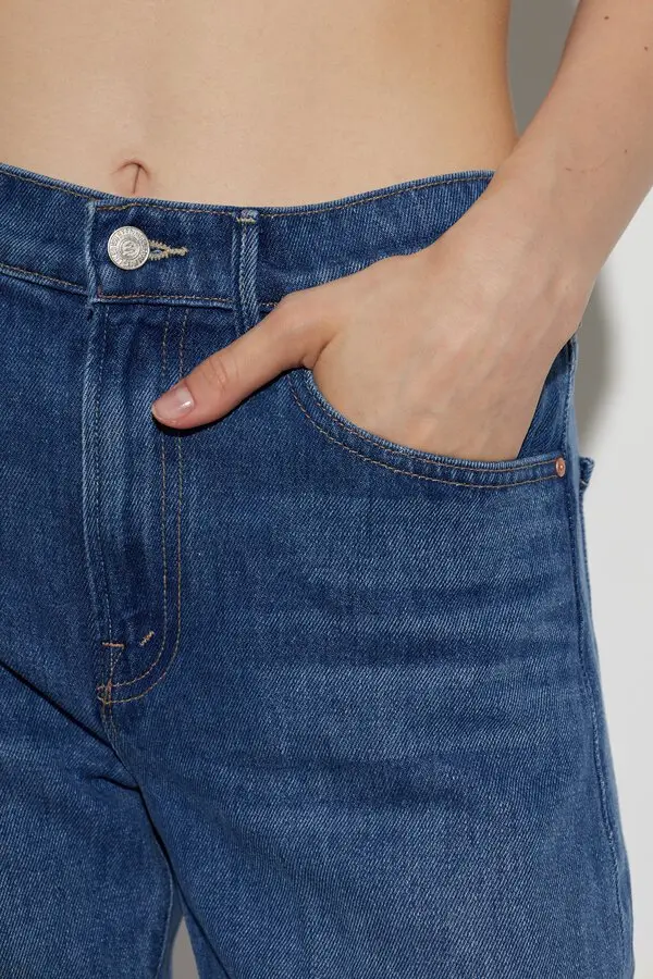 MOTHER The Mid Rise Lasso Sneak Jeans - Navy Blue