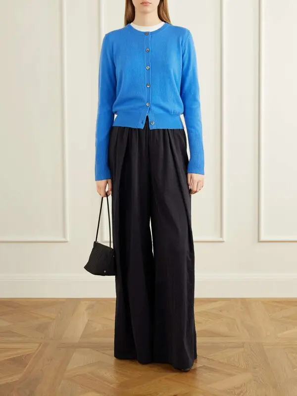 LA LIGNE Pleated Crinkle Satin Wide-leg Pants