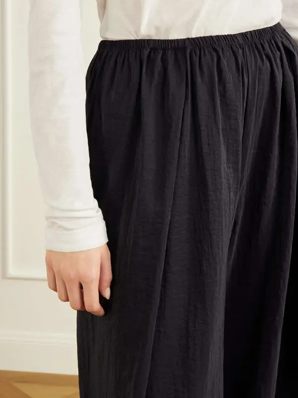 LA LIGNE Pleated Crinkle Satin Wide-leg Pants