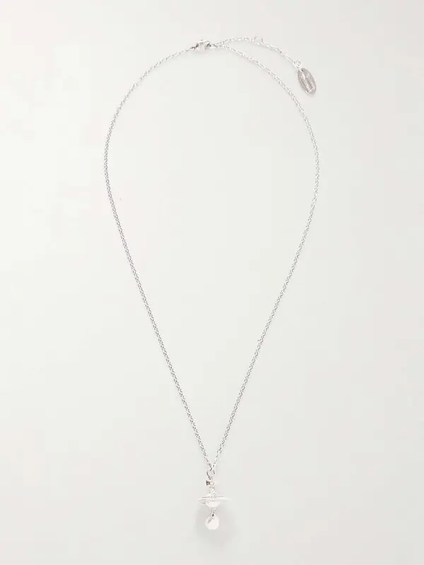VIVIENNE WESTWOOD Aleksa Orb-detailed Pearl-effect -tone Necklace - Silver
