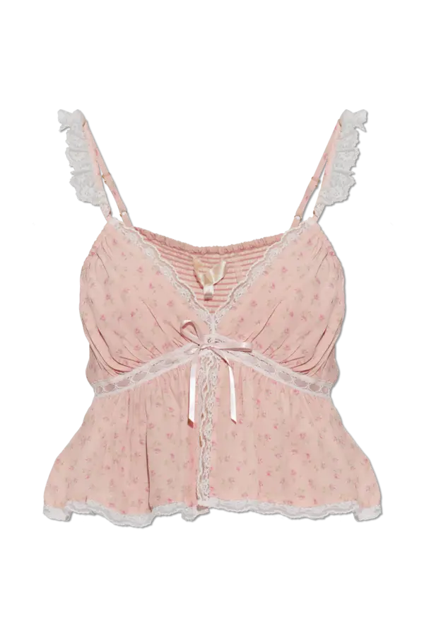 LoveShackFancy Nicoleta' Floral Rose Top - Pink
