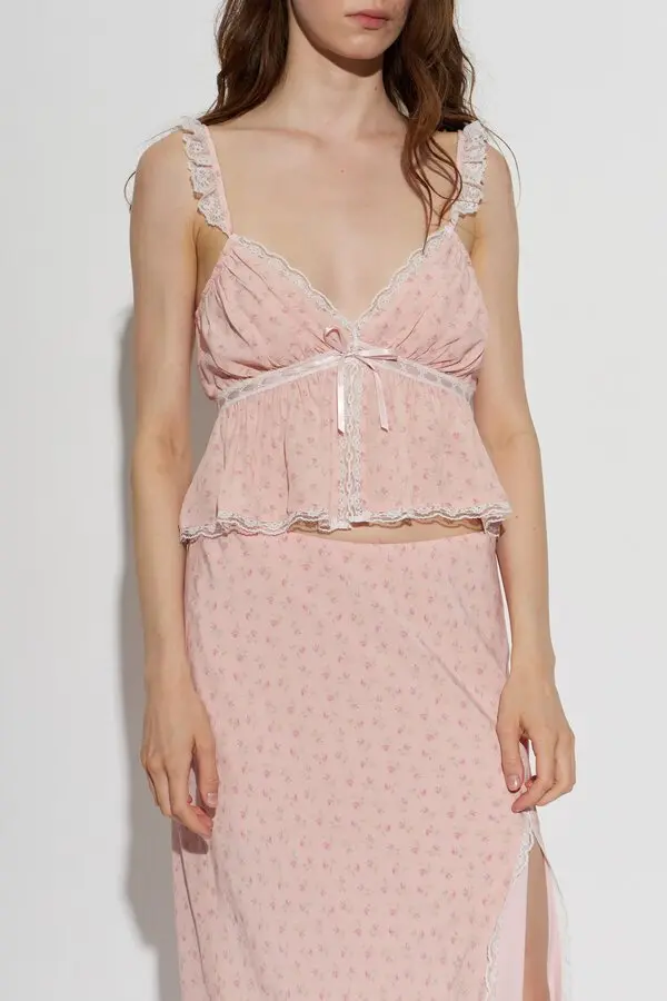 LoveShackFancy Nicoleta' Floral Rose Top - Pink