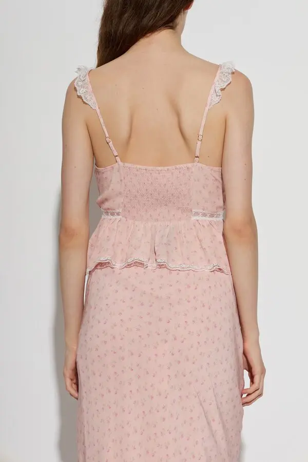 LoveShackFancy Nicoleta' Floral Rose Top - Pink