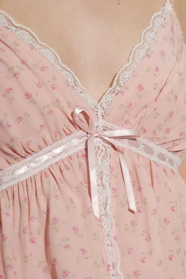 LoveShackFancy Nicoleta' Floral Rose Top - Pink