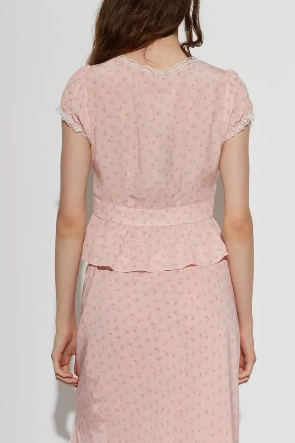 LoveShackFancy Short-sleeved ‘bondy’ Top - Pink