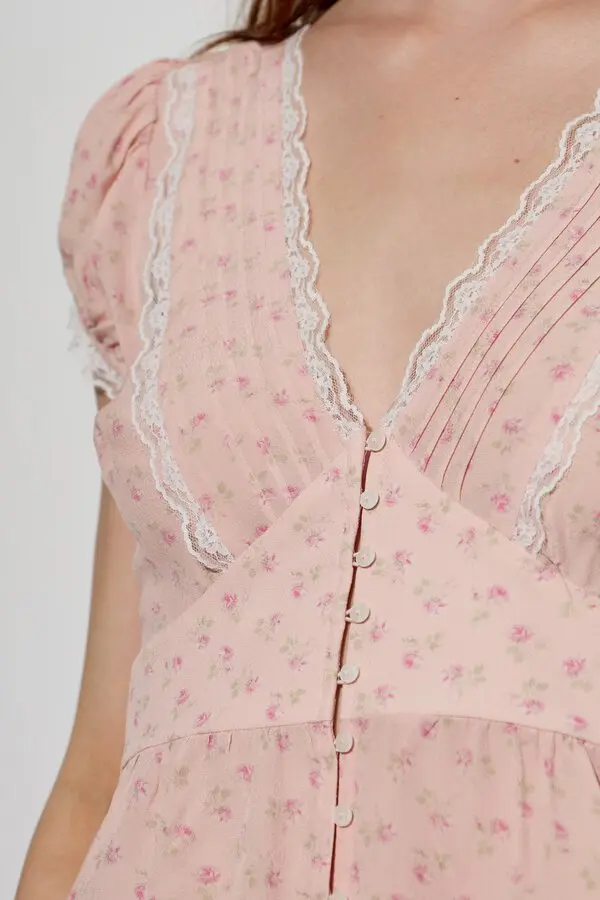 LoveShackFancy Short-sleeved ‘bondy’ Top - Pink