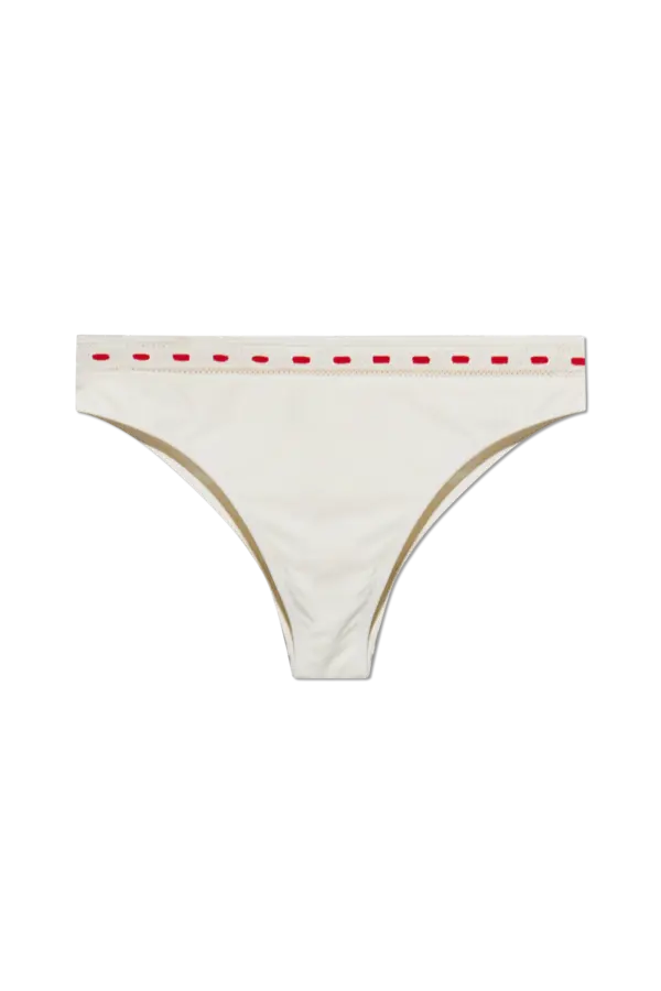 Posse Pia Bikini Bottoms With Embroidered Trim - White
