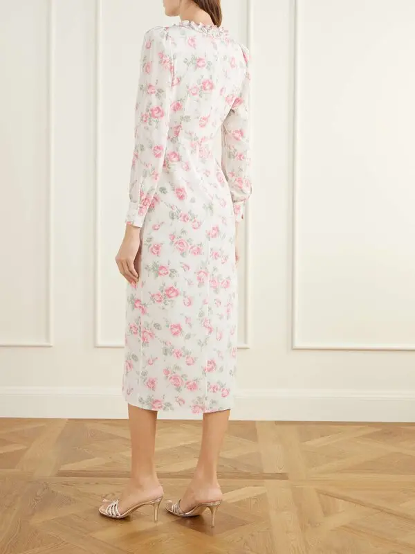 Alessandra Rich Floral-print Wrap Silk Midi Dress