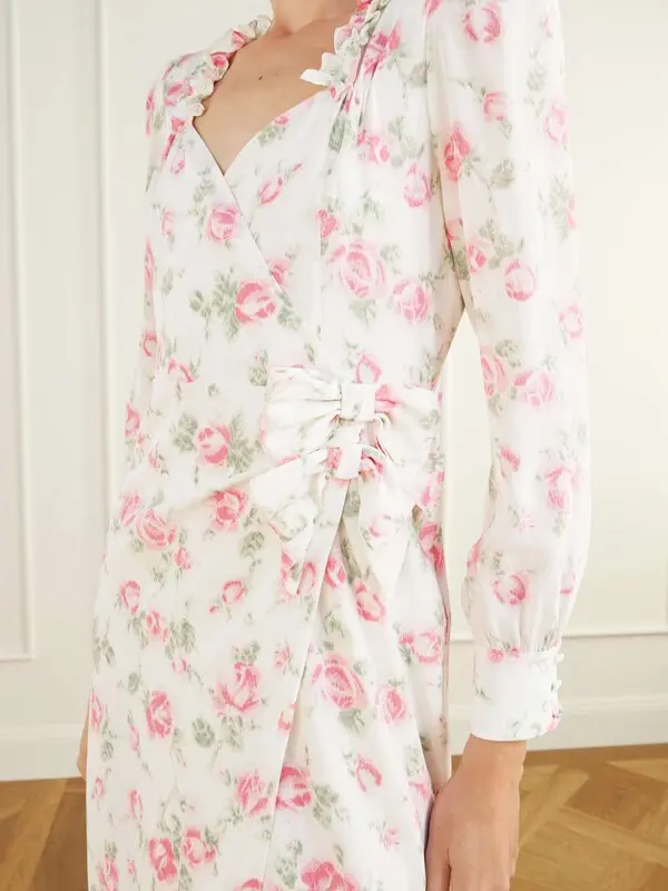 Alessandra Rich Floral-print Wrap Silk Midi Dress