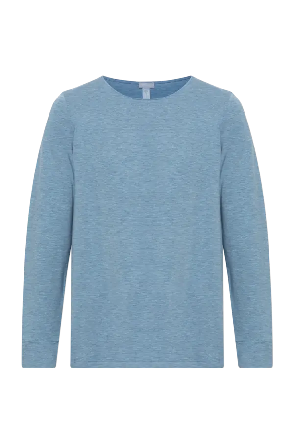 Hanro Nightdress 'natural Elegance' With Long Sleeves - Blue