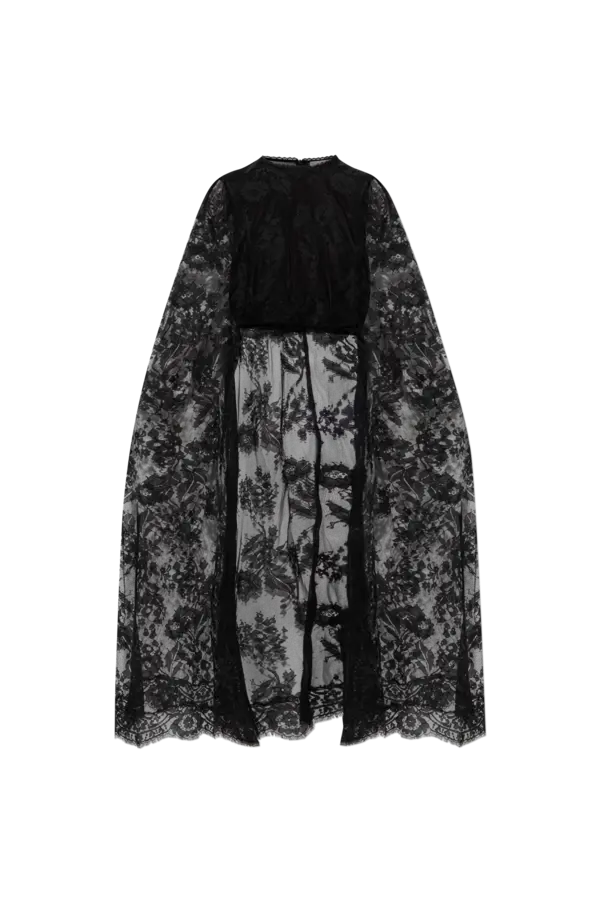 Zimmermann Asymmetrical Lace Cape Effect Top - Black