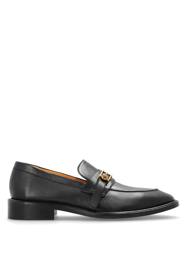 Versace Primo Loafers With Gold Clasp - Black