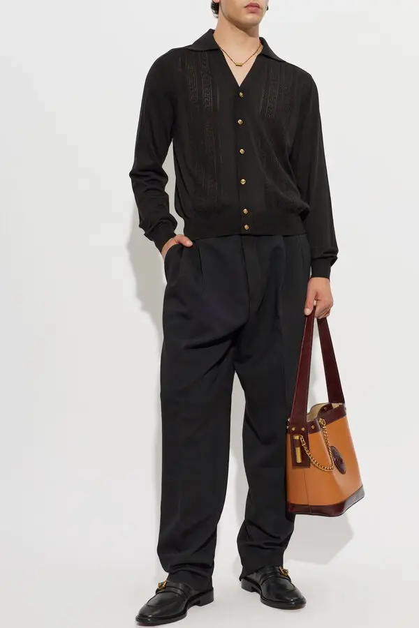 Versace Primo Loafers With Gold Clasp - Black