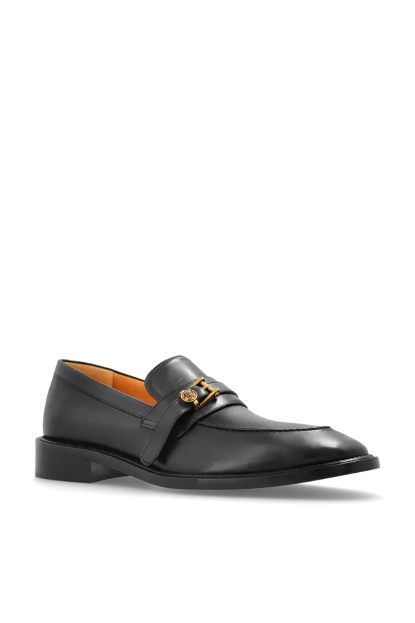Versace Primo Loafers With Gold Clasp - Black