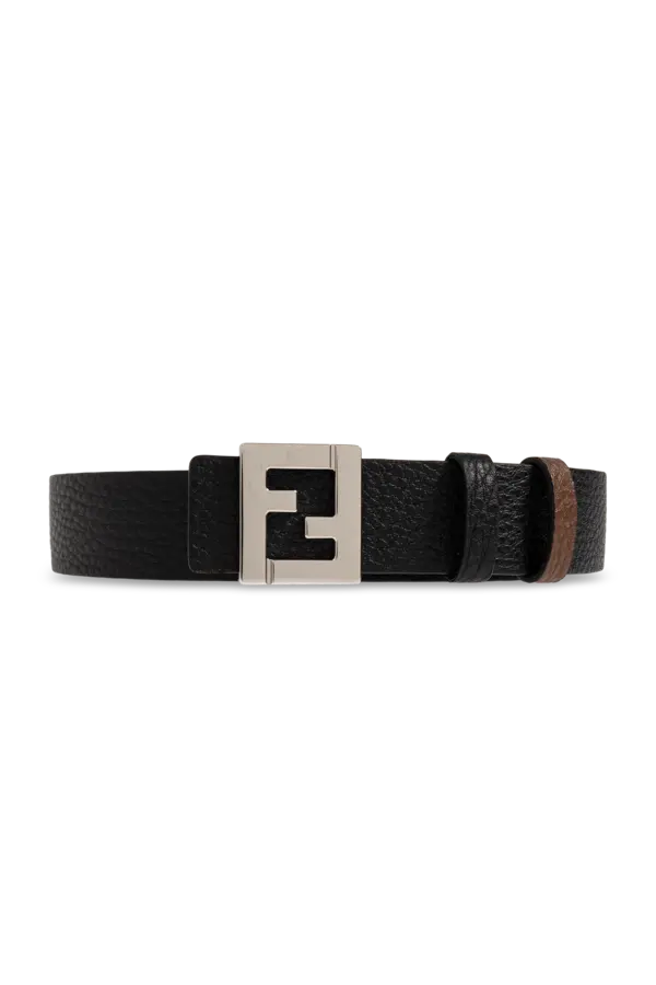 Fendi Reversible Leather Belt With Signature Buckle