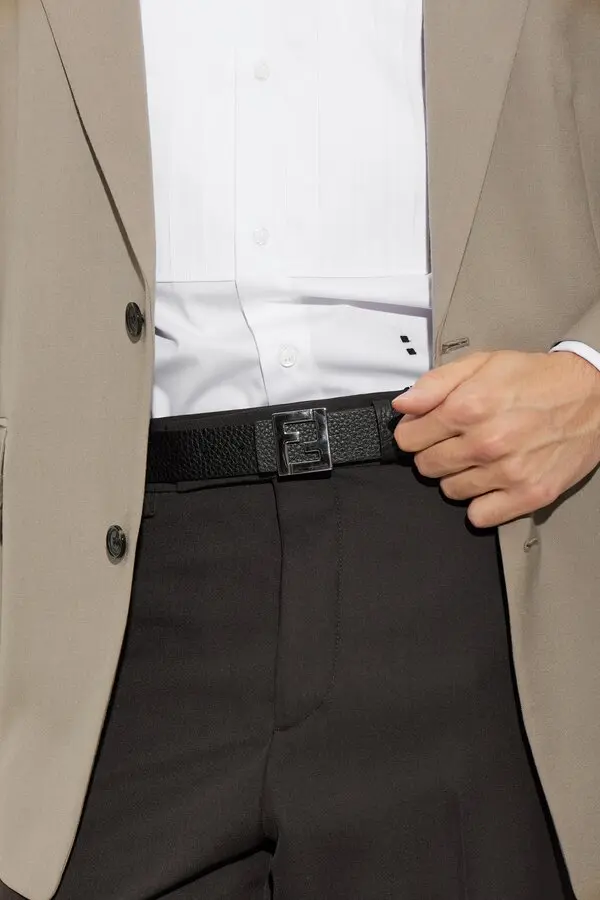 Fendi Reversible Leather Belt With Signature Buckle
