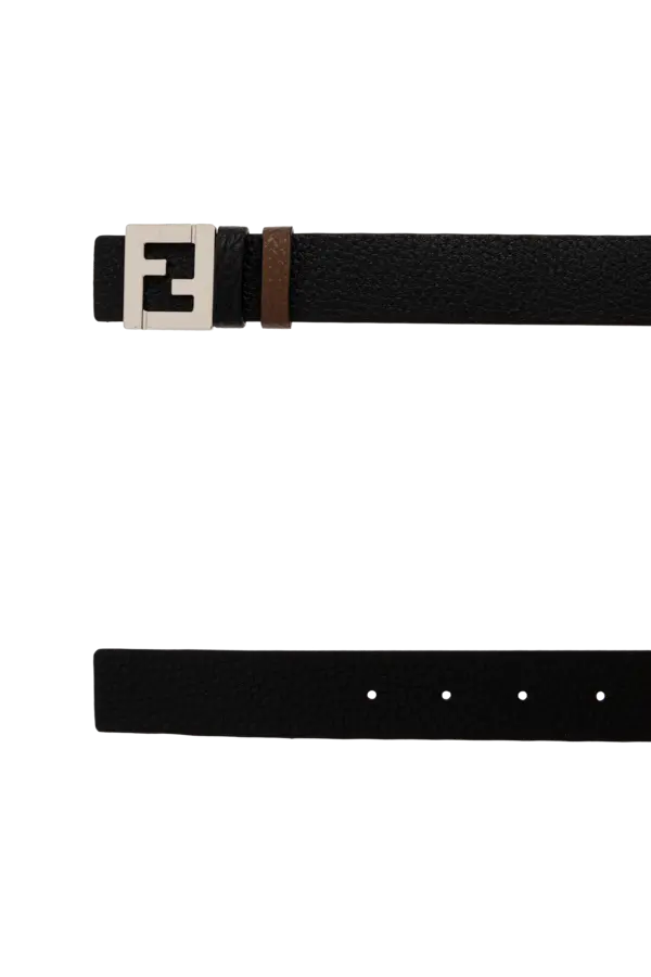 Fendi Reversible Leather Belt With Signature Buckle