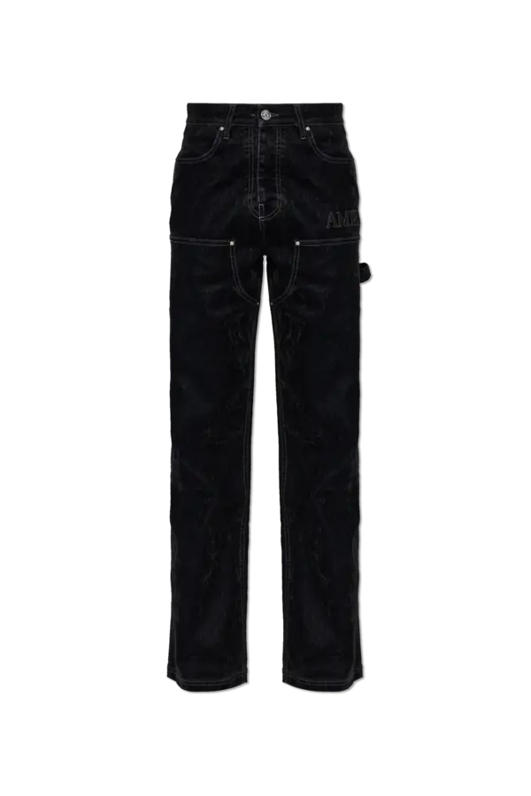 Amiri Logo Straight Leg Jeans - Black