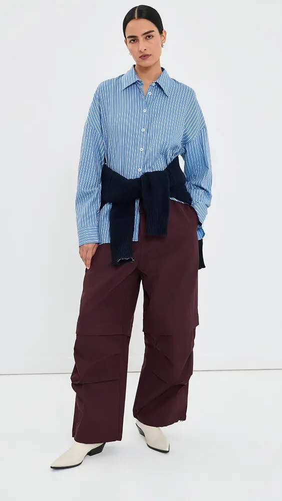 Tibi Edmund Lyocell Stripe Oversized Shirt